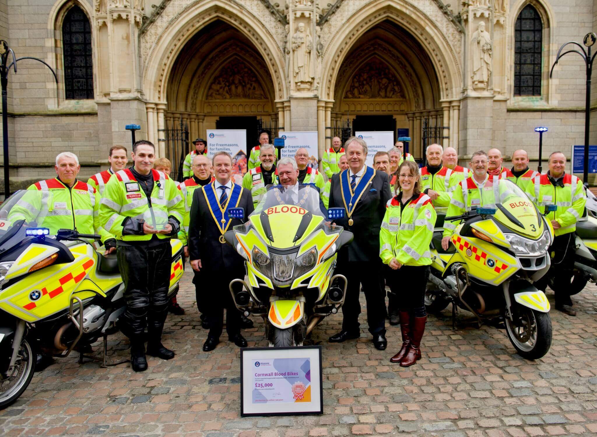 Brac Lodge No. 9470 | Cornwall Blood Bikes receive £25,000 from Masonic ...